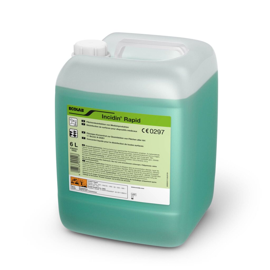 Ecolab Incidin Rapid Flächendesinfektion Viruzid und formaldehydfrei 6l